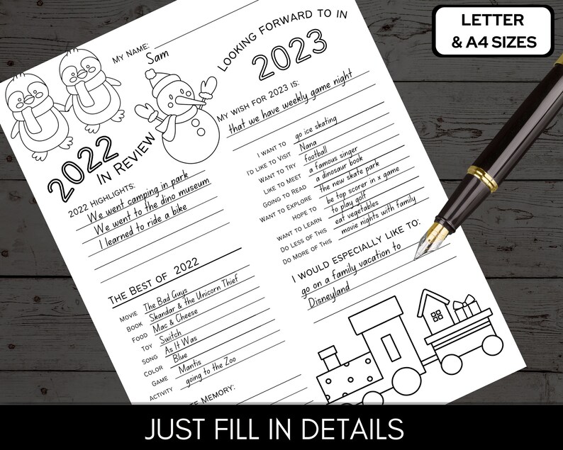 Kids Year in Review Printable New Years Activity 2023 New - Etsy