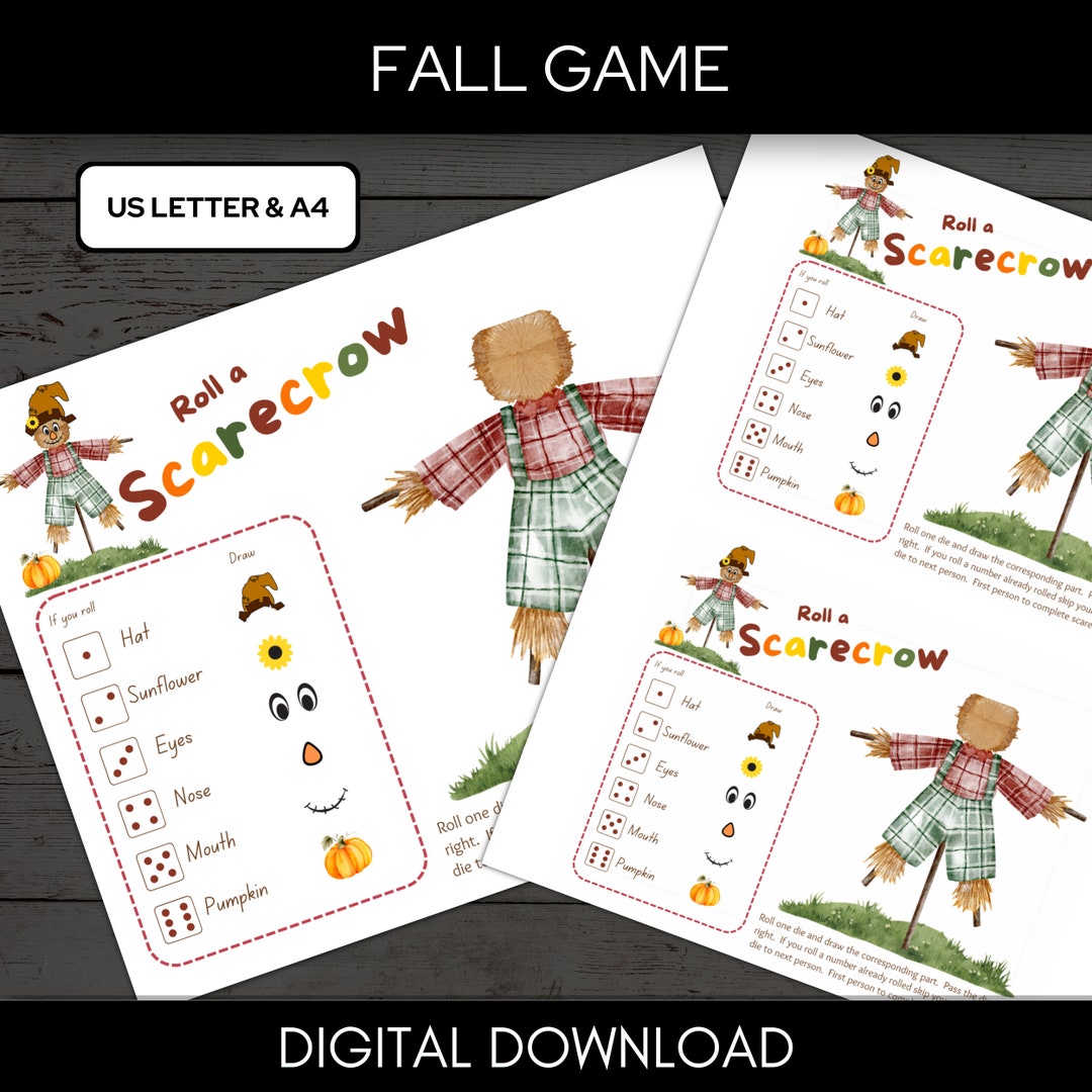 Roll a Scarecrow Dice Game, Fall Dice Game, Printable Fall Classroom ...