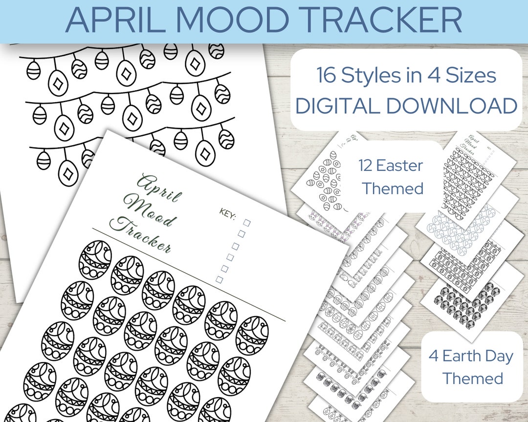 April Mood Tracker, Monthly Mood Tracker, Mood Tracker Journal, Daily ...