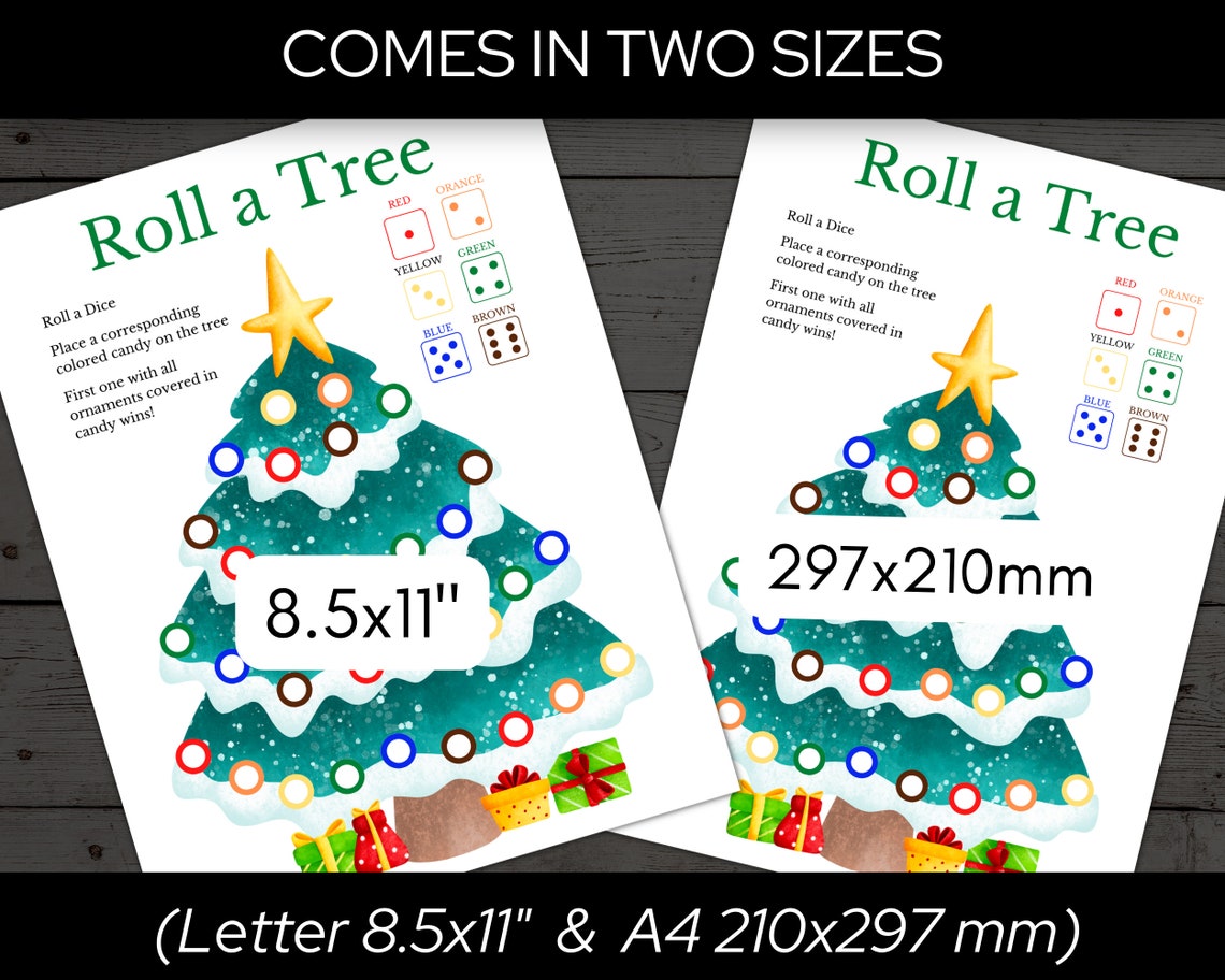 Roll A Tree Christmas Game A4 Letter, Printable Christmas Games, Roll A ...