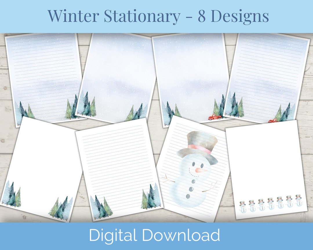 Winter Stationary Printable Bundle Letter & A4 Lined + Unlined - Etsy