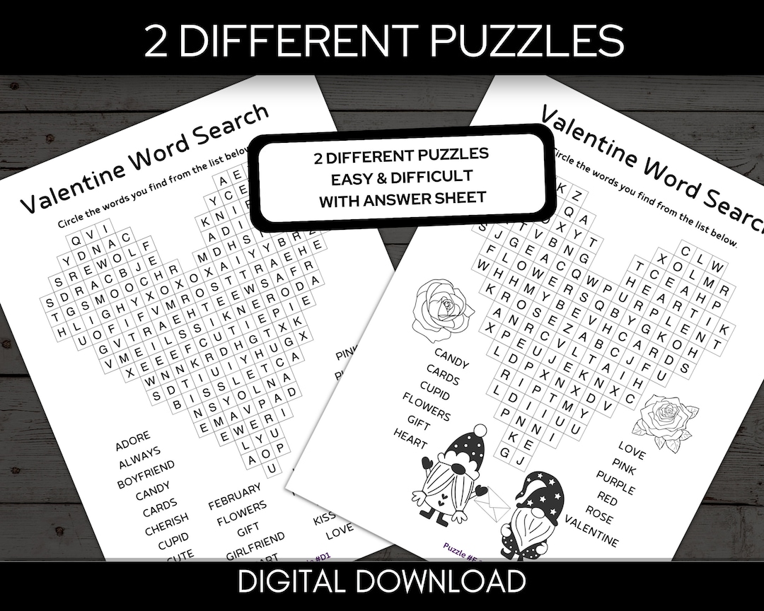 Valentine Word Search, Valentines Day Games, Party Game, Kids Puzzles ...