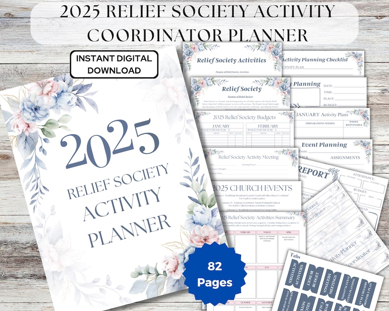 2025 LDS Relief Society Activity Coordinator Planner With Calendars - Etsy