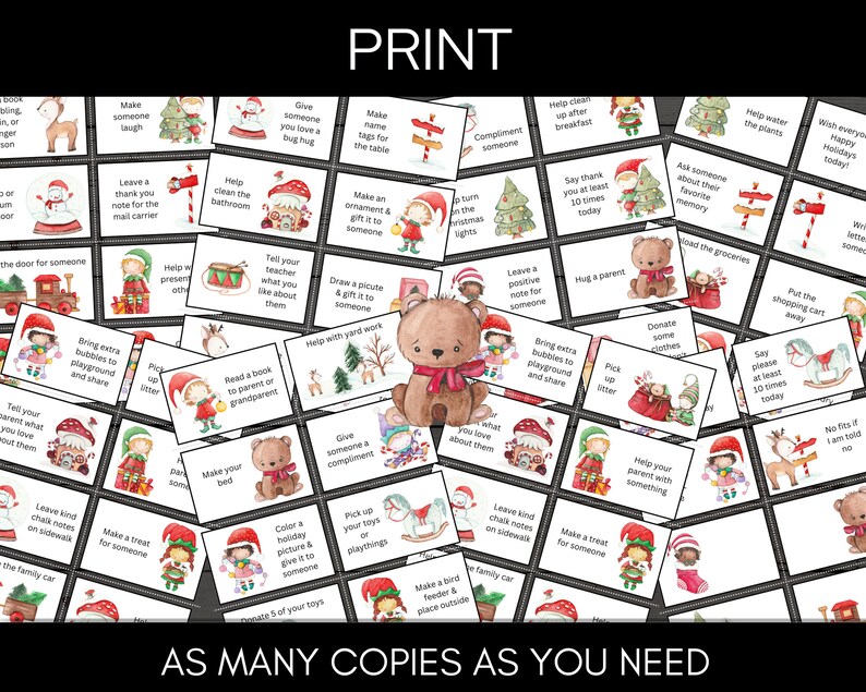 56 Elf Kindness Advent Calendar Cards With Elf Letter | Unique Advent ...