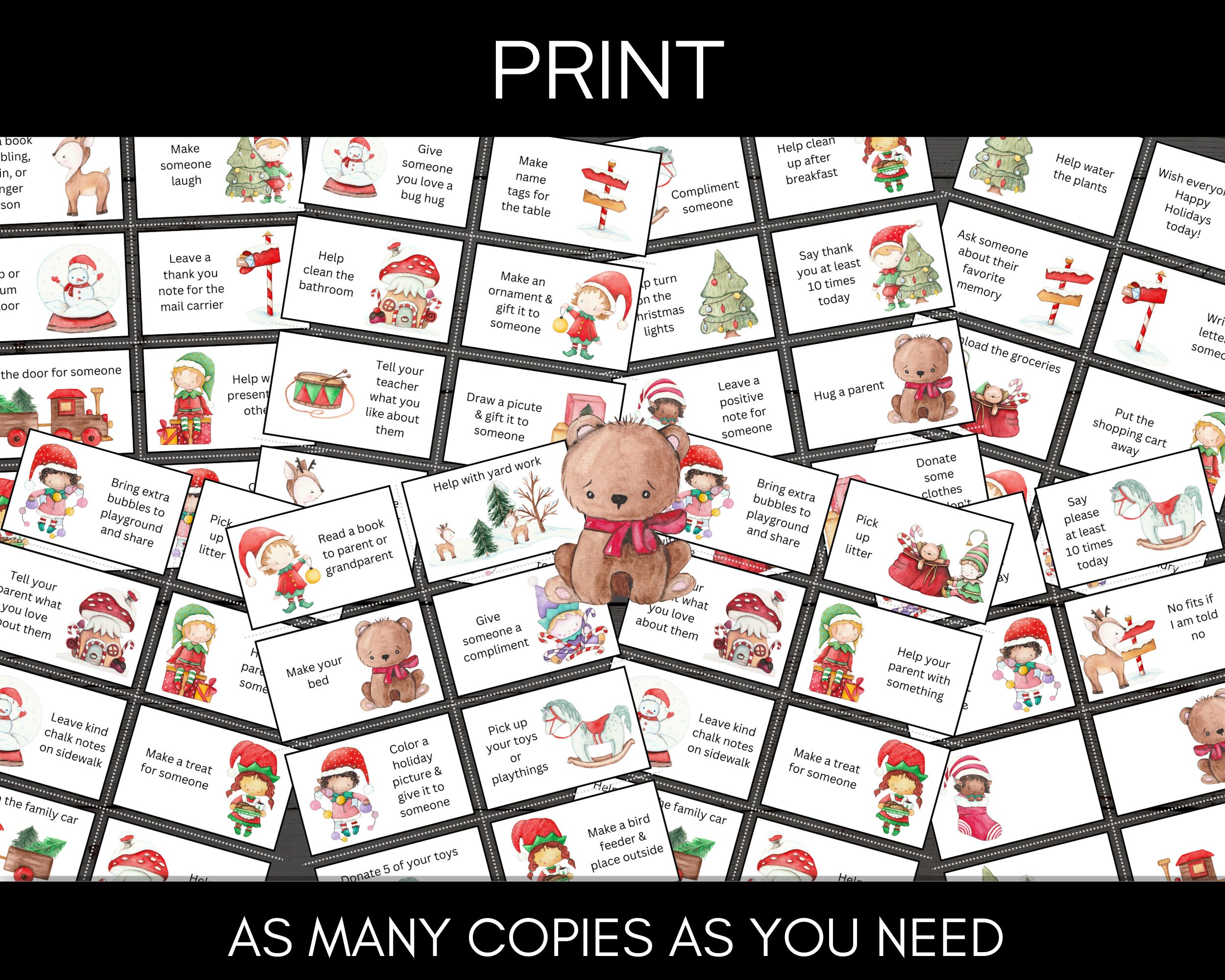 56 Elf Kindness Advent Calendar Cards With Elf Letter | Unique Advent ...