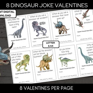 Dinosaur Joke Valentine Cards - Letter & A4 - Etsy