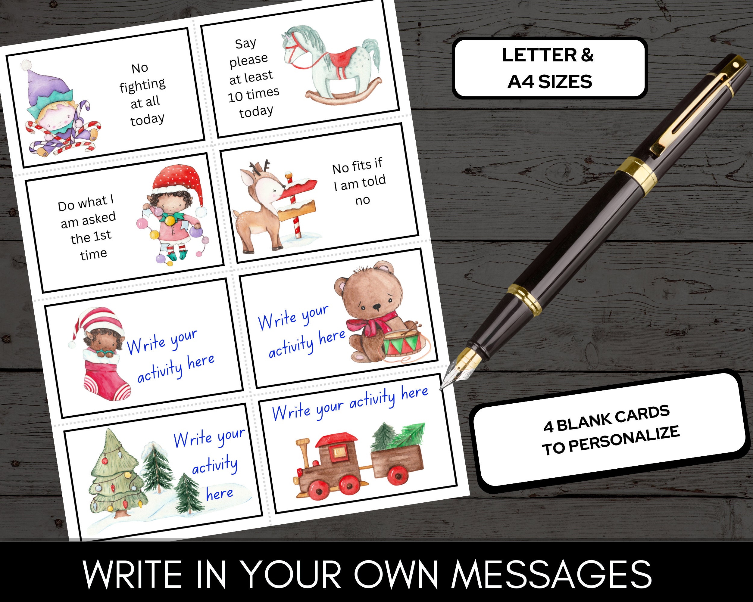 56 Elf Kindness Advent Calendar Cards With Elf Letter | Unique Advent ...