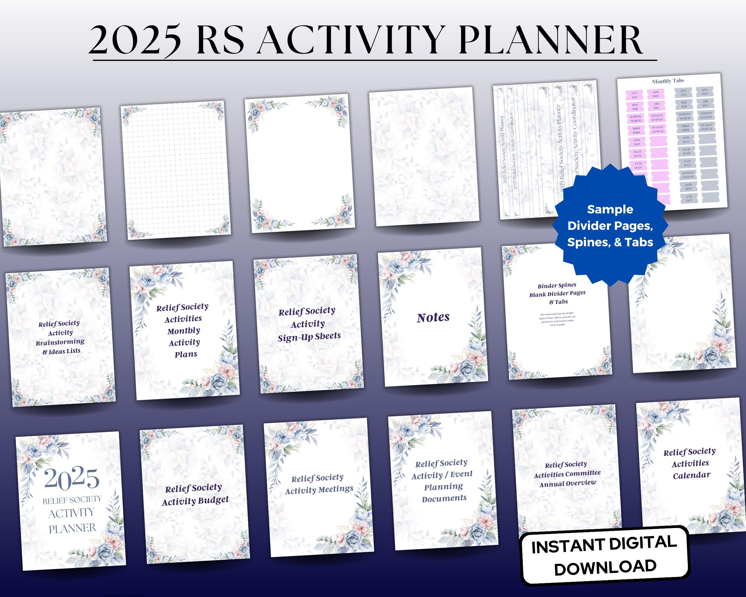 2025 LDS Relief Society Activity Coordinator Planner With Calendars - Etsy