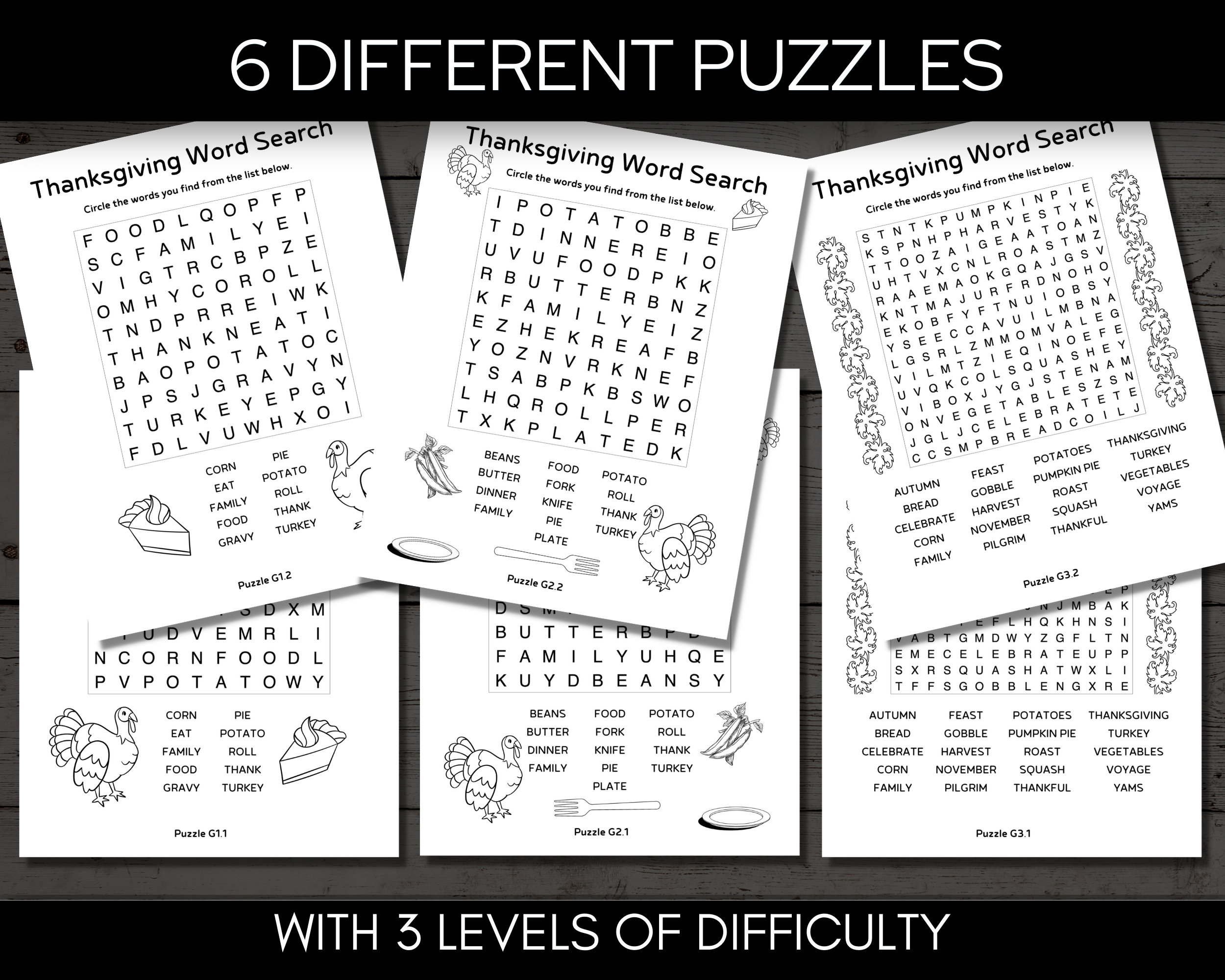 Thanksgiving Word Search Printable Games, Friendsgiving Games ...