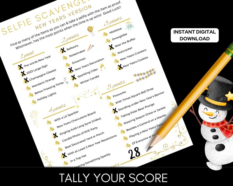 New Years Photo Scavenger Hunt, Scavenger Hunt Printable, New Year's ...