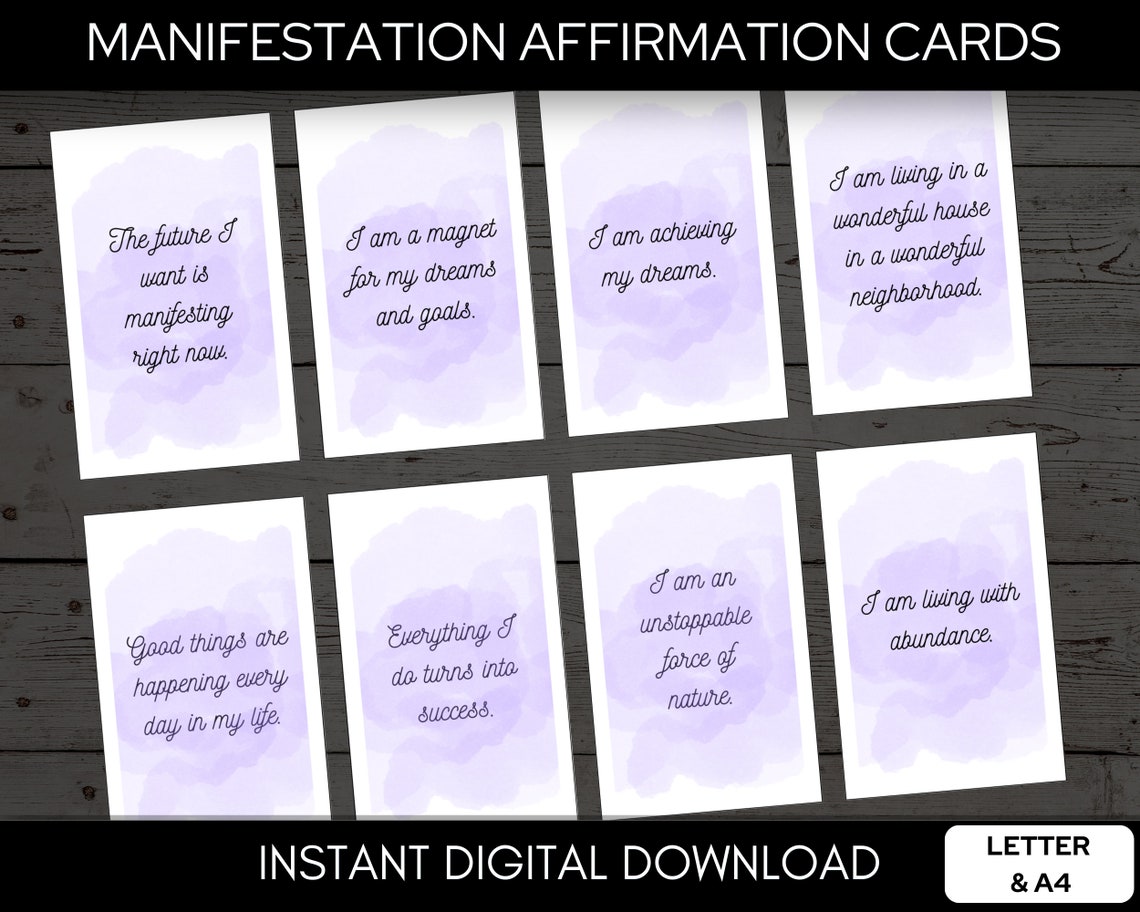32 Manifestation Affirmation Cards for Vision Board or Journal, DIY ...