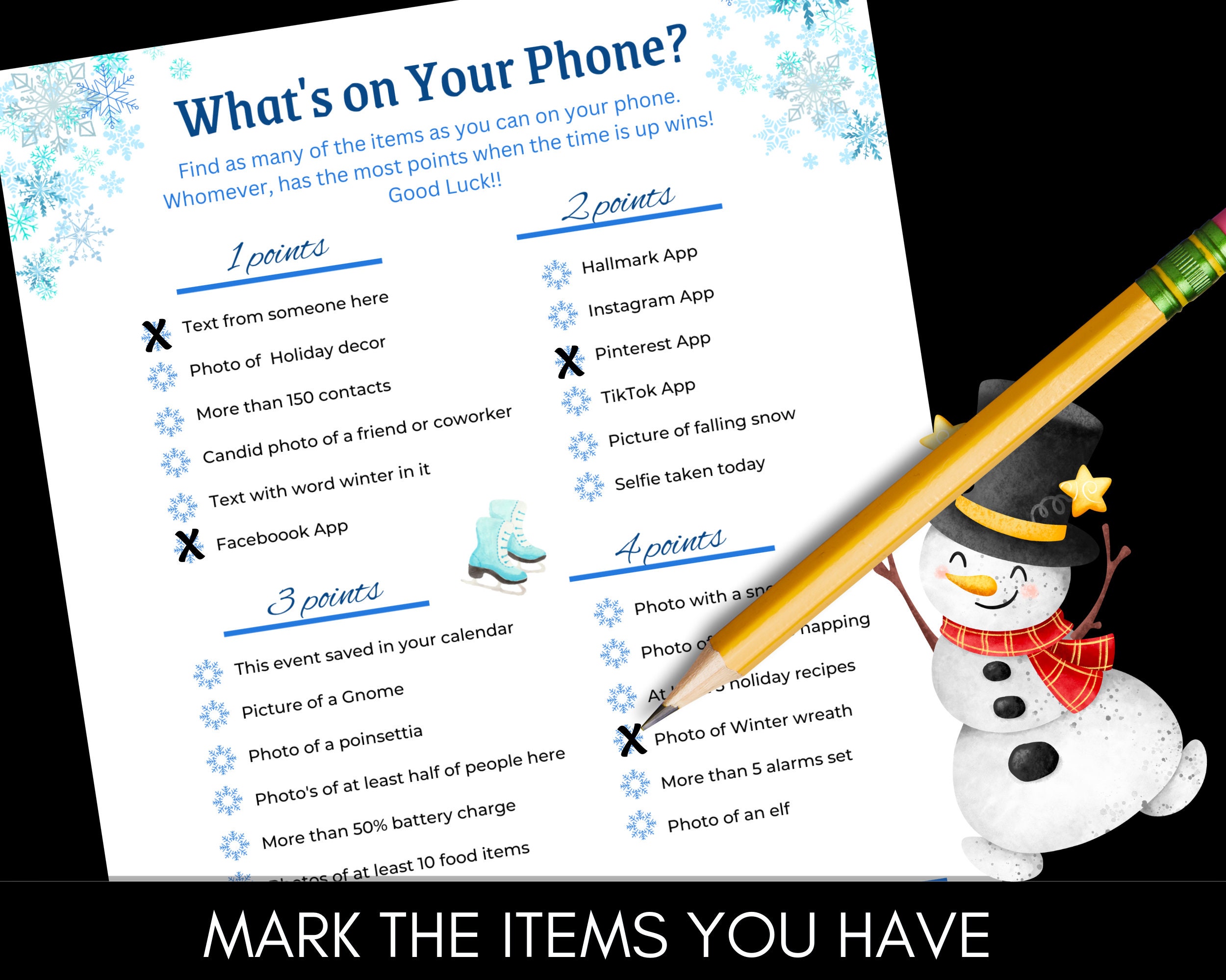 Winter What's on Your Phone Photo Scavenger Hunt, Selfie Scavenger Hunt ...