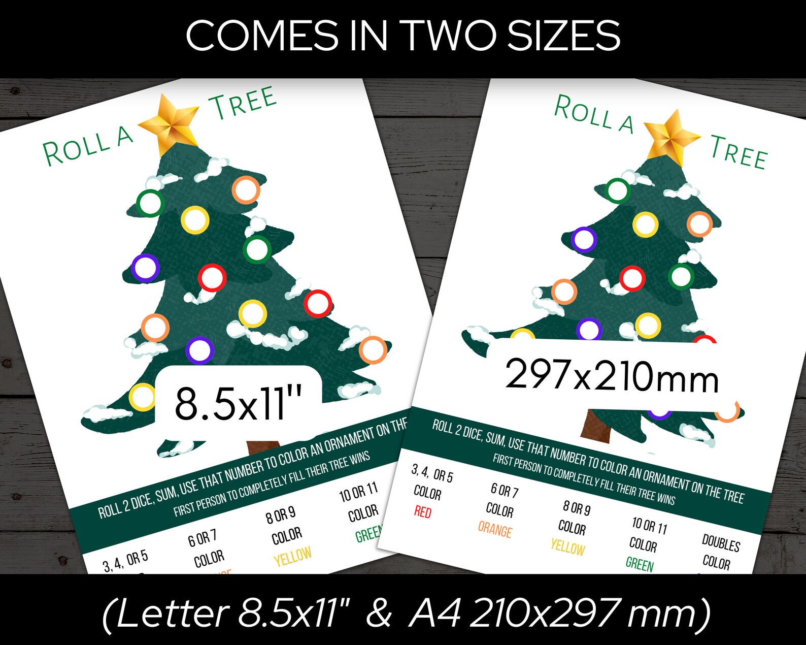 4 Roll A Tree Christmas Games, Roll A Tree Dice Game, Printable Games ...