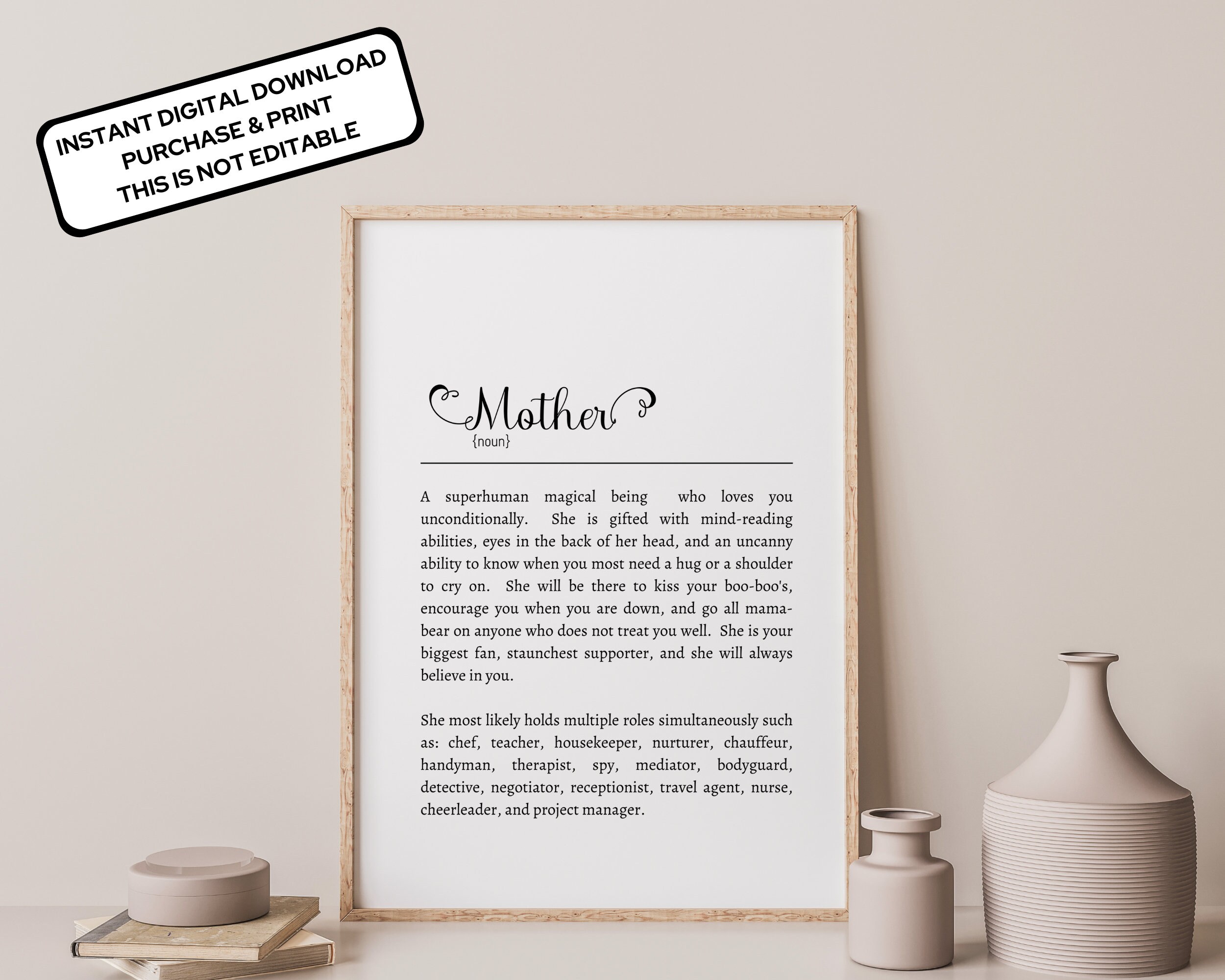 Mother Definition Print, Gift for Mom, First Time Mom Gift, Mom Gift ...