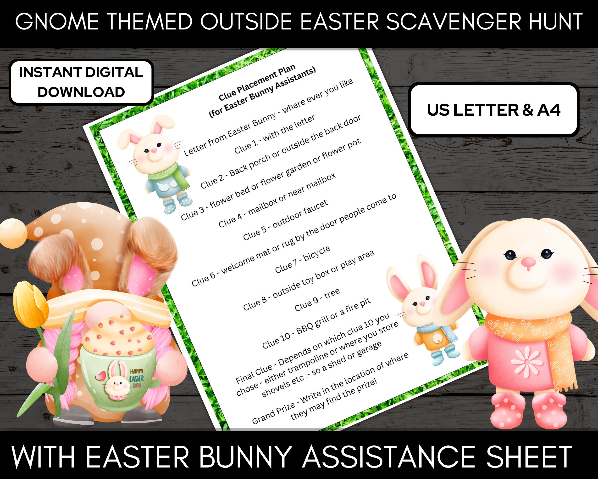 Outdoor Easter Scavenger Hunt, Easter Gnomes, Treasure Hunt, Easter Egg ...