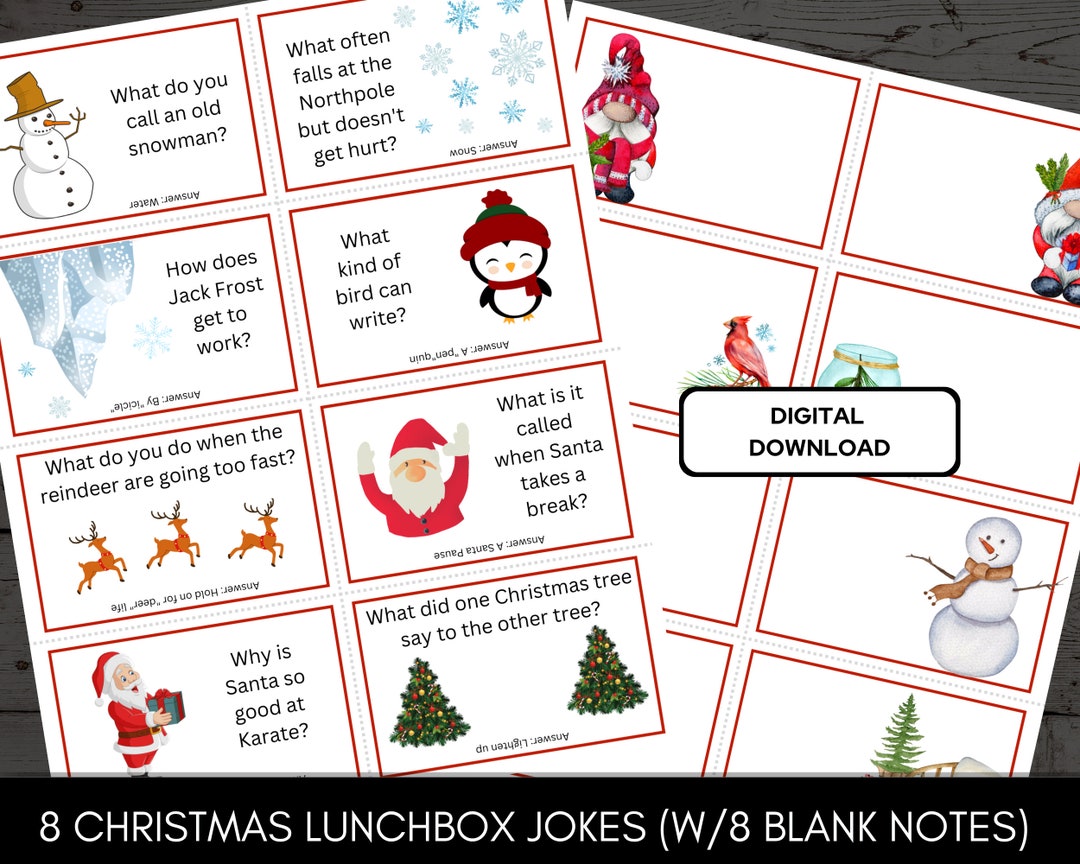 Christmas Lunch Box Jokes, Holiday Lunchbox Jokes, Fall Lunch Box Notes ...