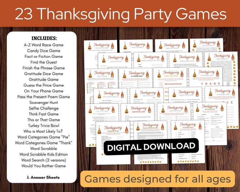 23 Thanksgiving Games, Friendsgiving, Family Reunion, Find the Guest ...