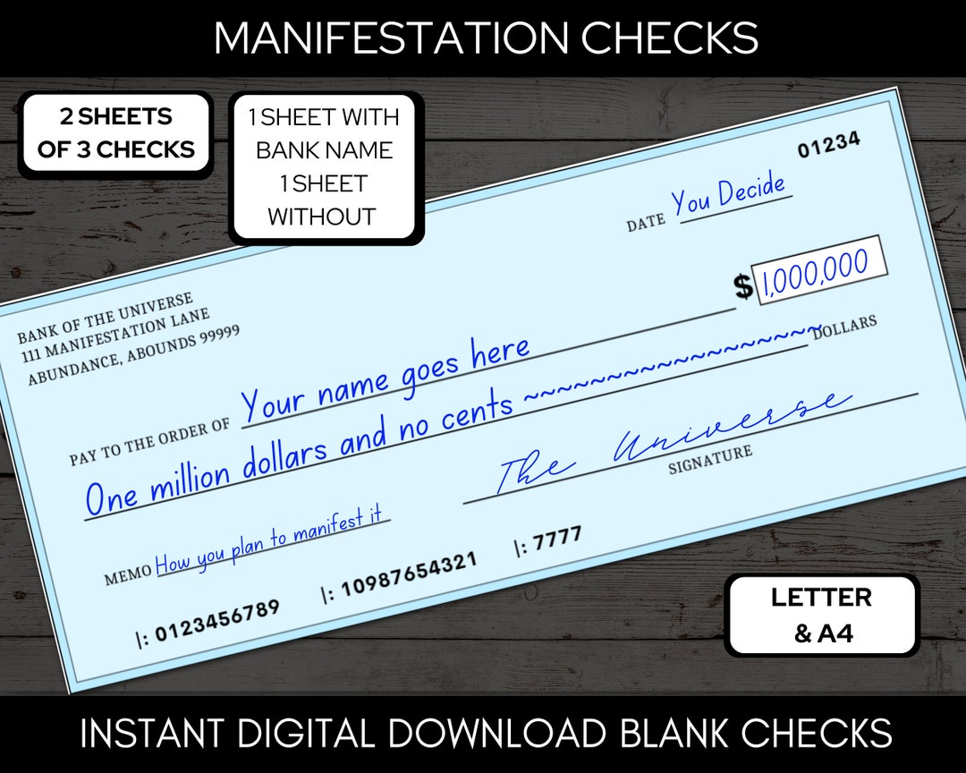 Manifestation Check, Vision Board Checks, Vision Board Printables ...