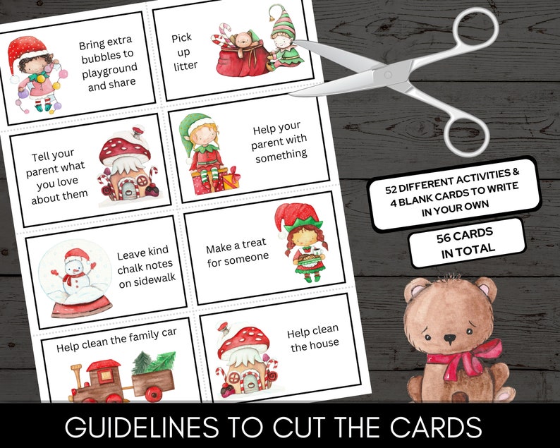 56 Elf Kindness Advent Calendar Cards With Elf Letter | Unique Advent ...