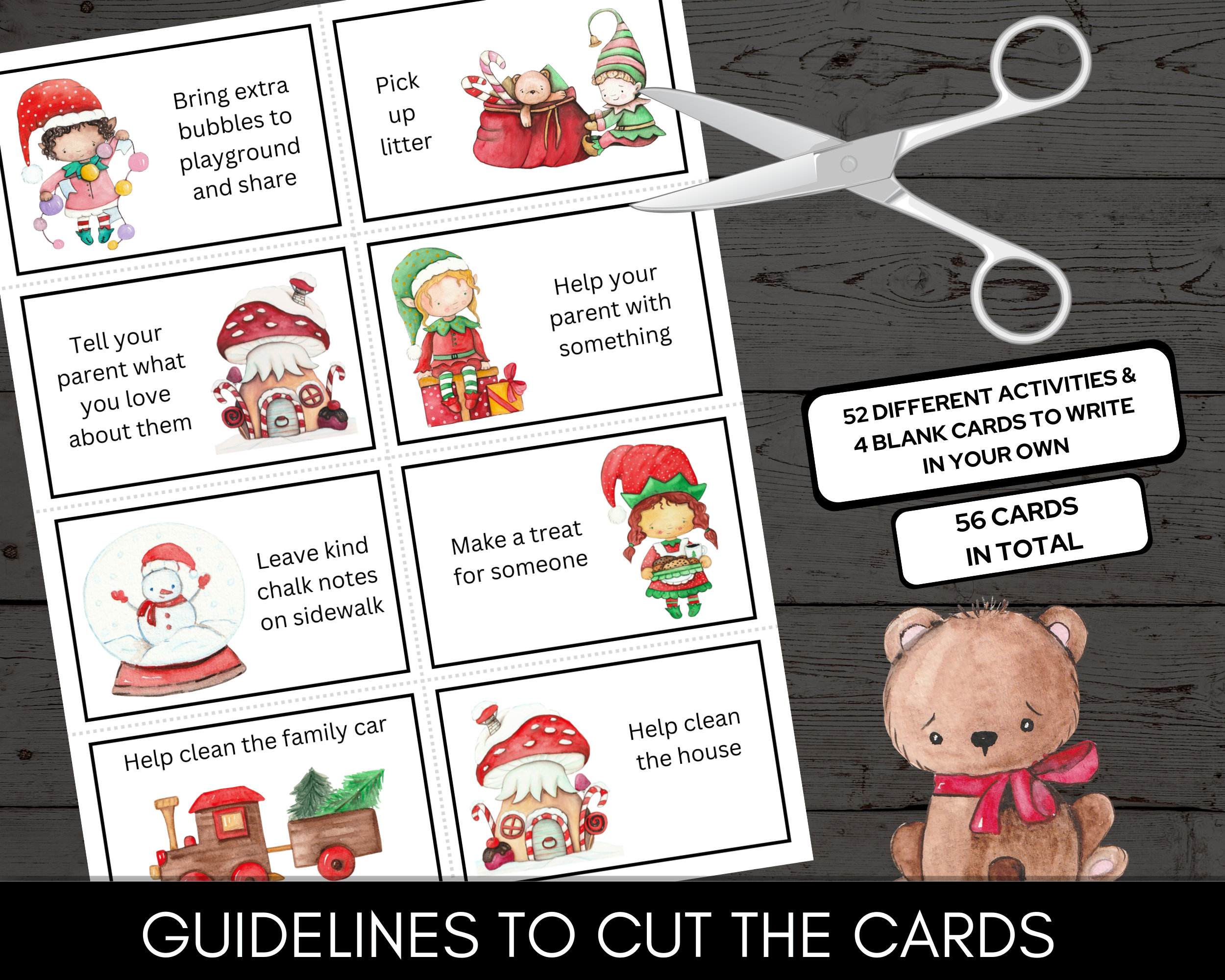 56 Elf Kindness Advent Calendar Cards With Elf Letter | Unique Advent ...