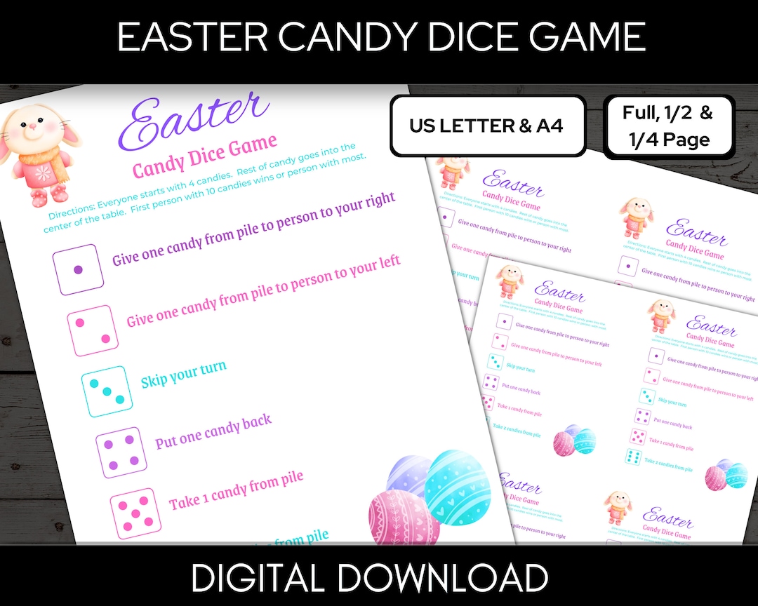 Easter Candy Dice Party Game, Easter Classroom Games, Easter Dice Game ...