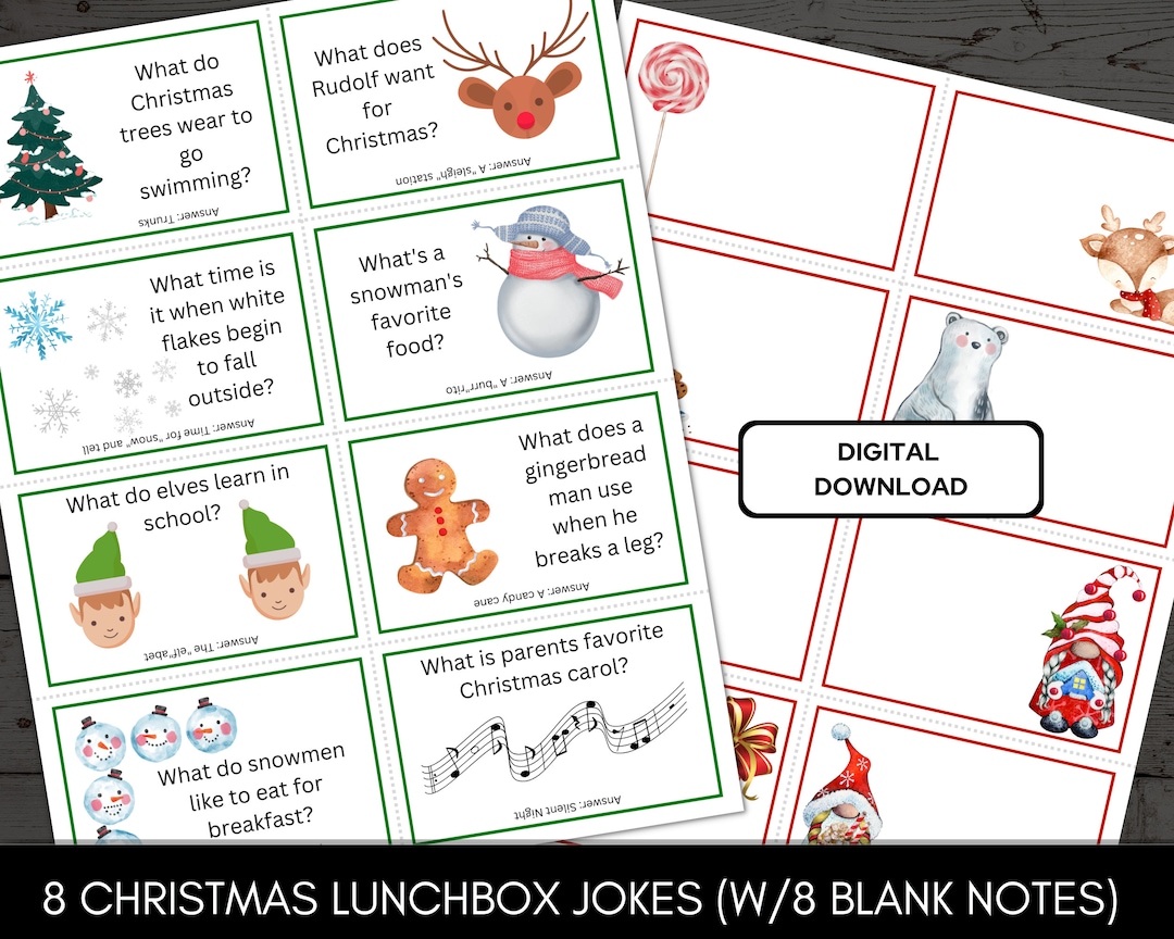 Christmas Lunch Box Jokes Holiday Lunchbox Jokes Fall Lunch - Etsy