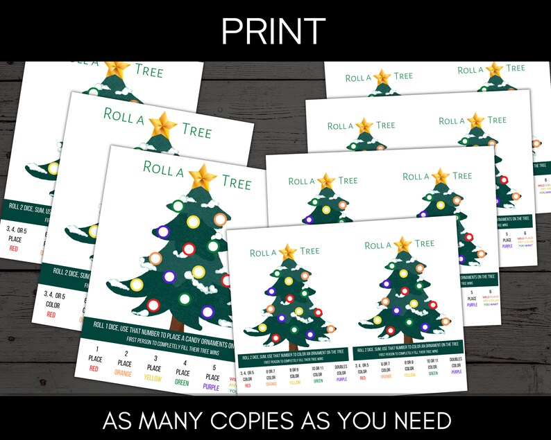 4 Roll A Tree Christmas Games, Roll A Tree Dice Game, Printable Games ...