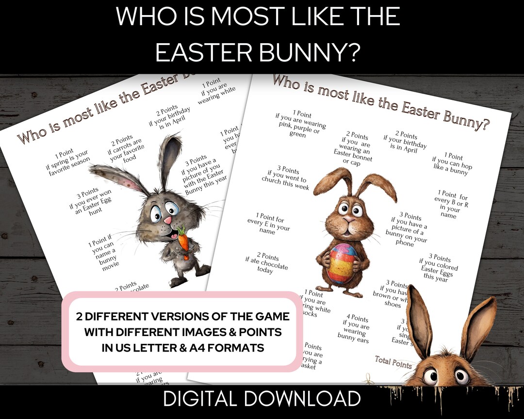 Who is Most Like the Easter Bunny Party Games, Easter Game, Icebreaker ...