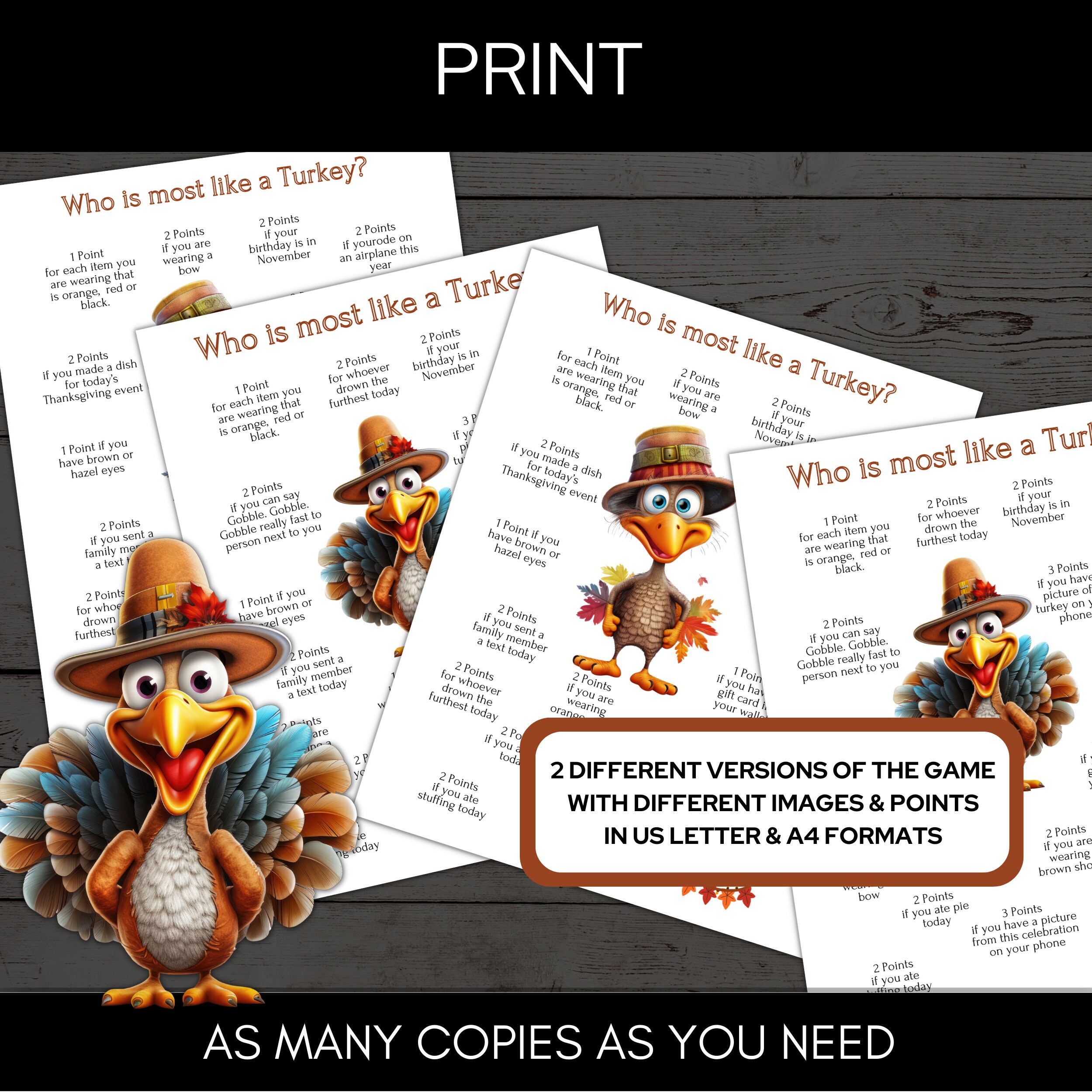 Printable Thanksgiving Game, Family Thanksgiving Game, Dinner Table ...