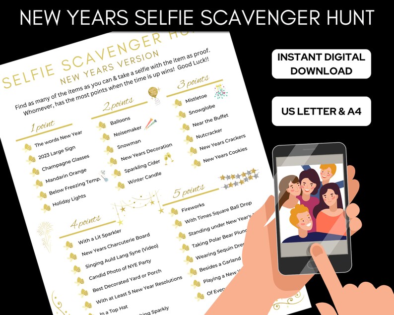 New Years Photo Scavenger Hunt, Scavenger Hunt Printable, New Year's ...