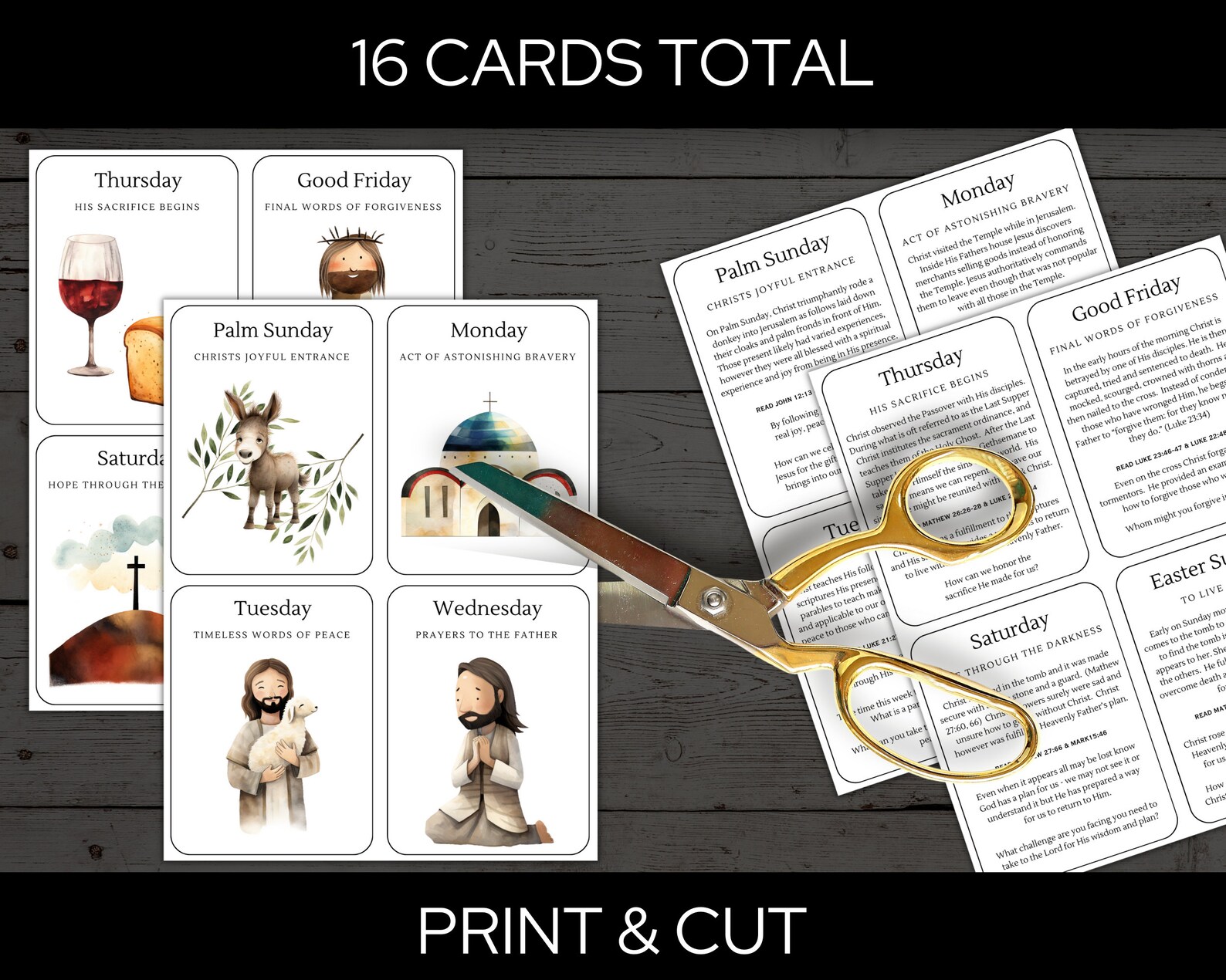 Christian Easter Holy Week Advent Study Cards, Holy Week Printable ...