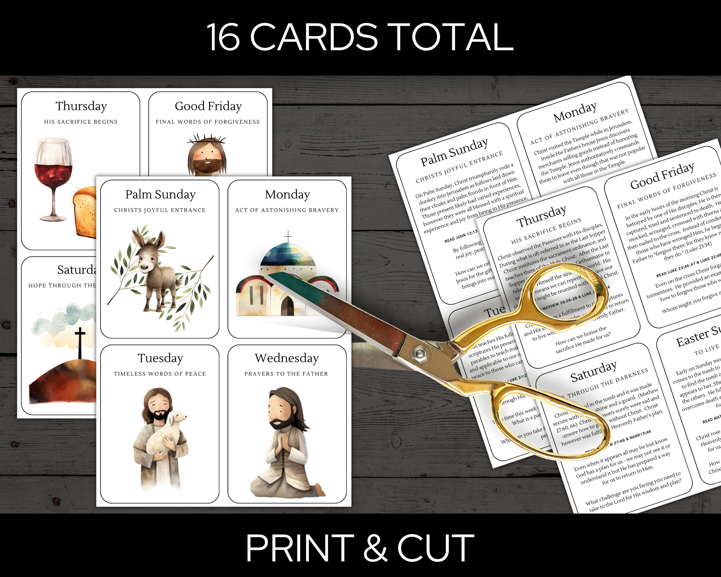 Christian Easter Holy Week Advent Study Cards, Holy Week Printable ...
