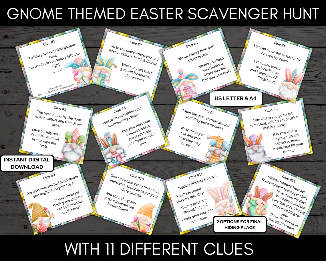 Easter Scavenger Hunt, Easter Gnomes, Treasure Hunt, Easter Egg Hunt ...