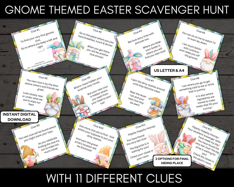 Easter Scavenger Hunt, Easter Gnomes, Treasure Hunt, Easter Egg Hunt ...