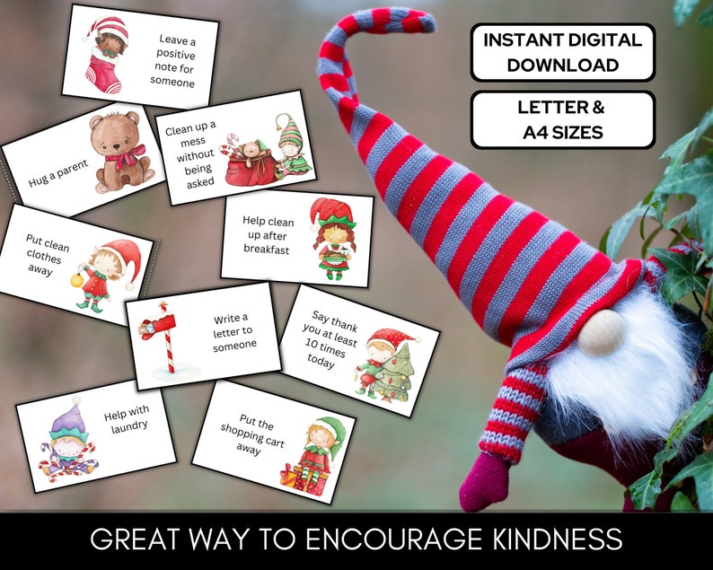 56 Elf Kindness Advent Calendar Cards With Elf Letter | Unique Advent ...
