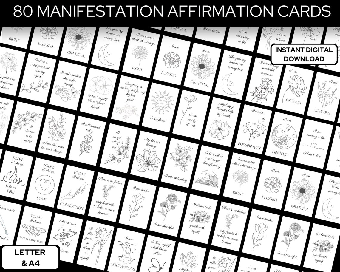 Positive Affirmation Card Deck Vision Board Printables - Etsy