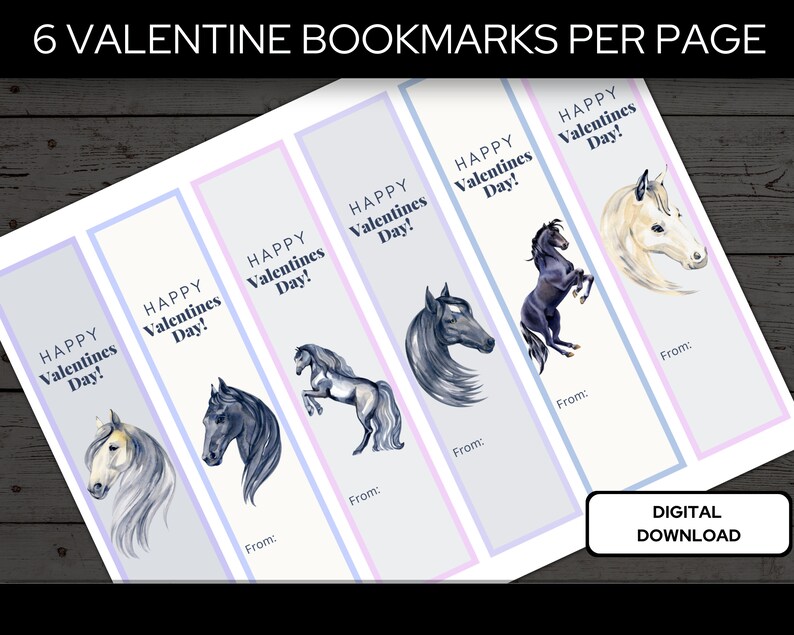 Horse Valentine Bookmarks | Printable Bookmarks for Classroom ...