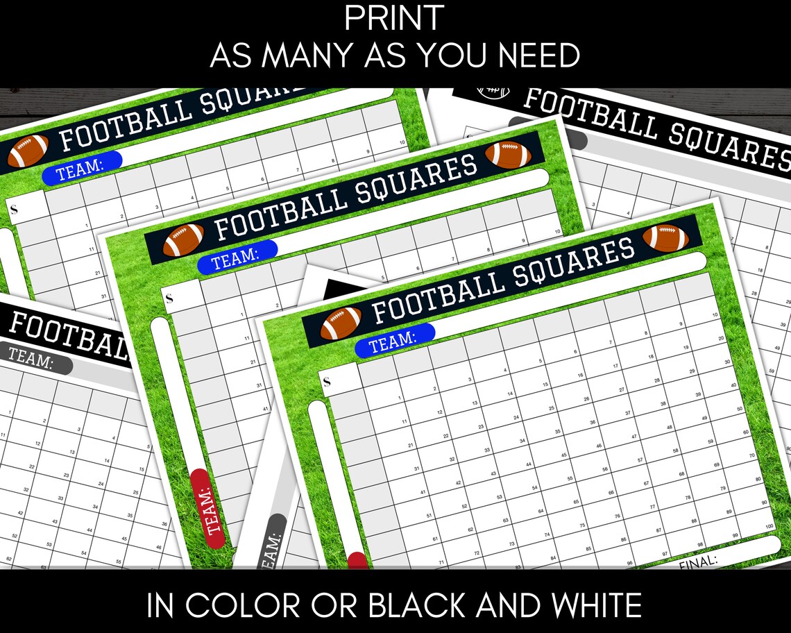 Printable Football Squares, Football Fundraiser, Football Square Grid ...