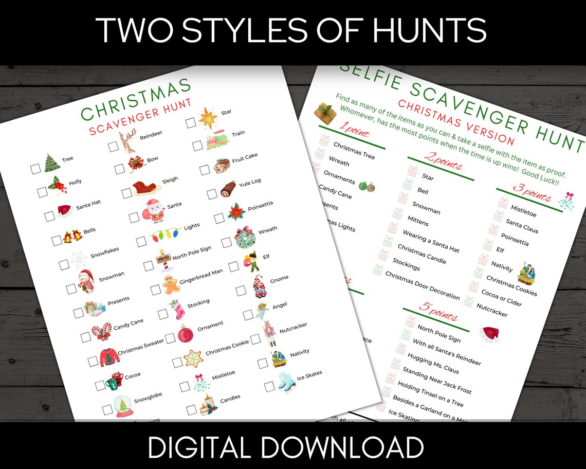 Christmas Photo Scavenger Hunt, Scavenger Hunt Printable, Christmas ...