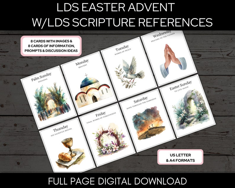 LDS Easter Advent Cards, Holy Week Printable, Latter Day Saints Easter ...