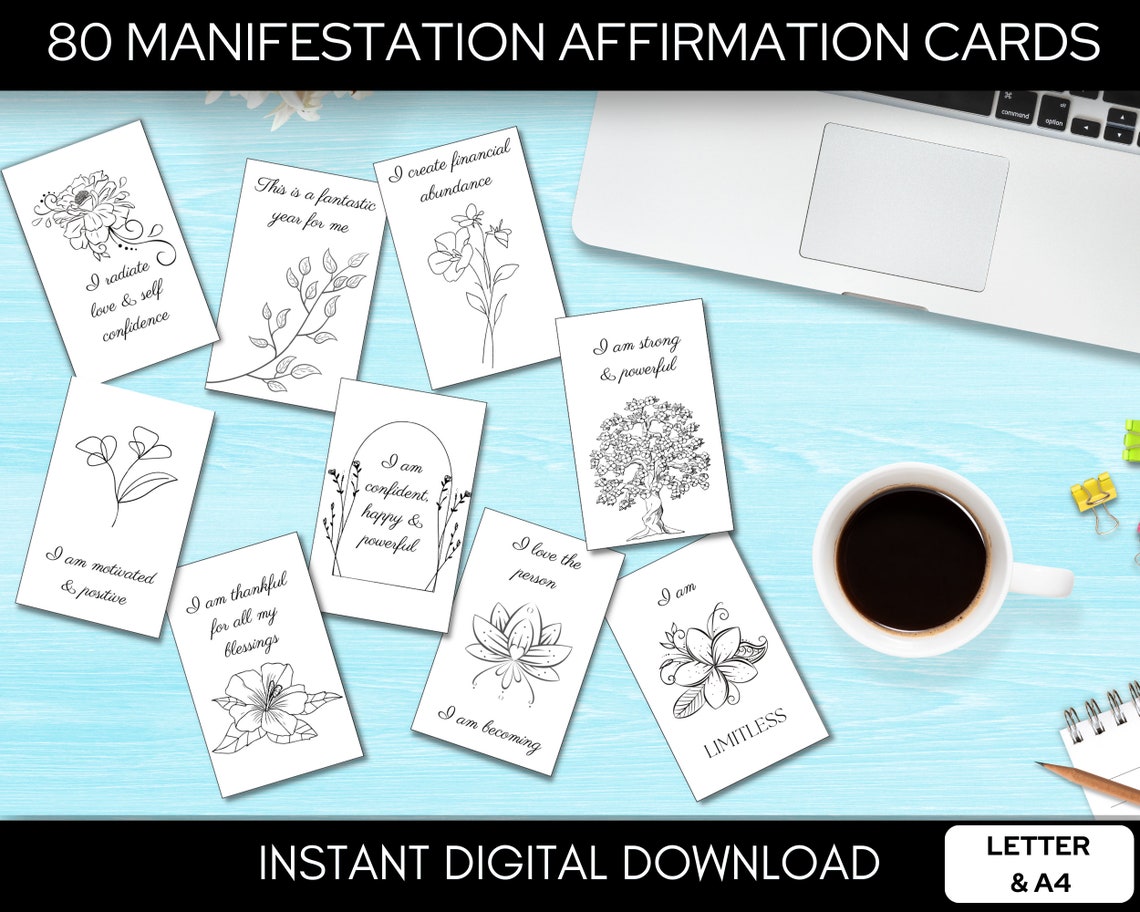 Positive Affirmation Card Deck Vision Board Printables - Etsy