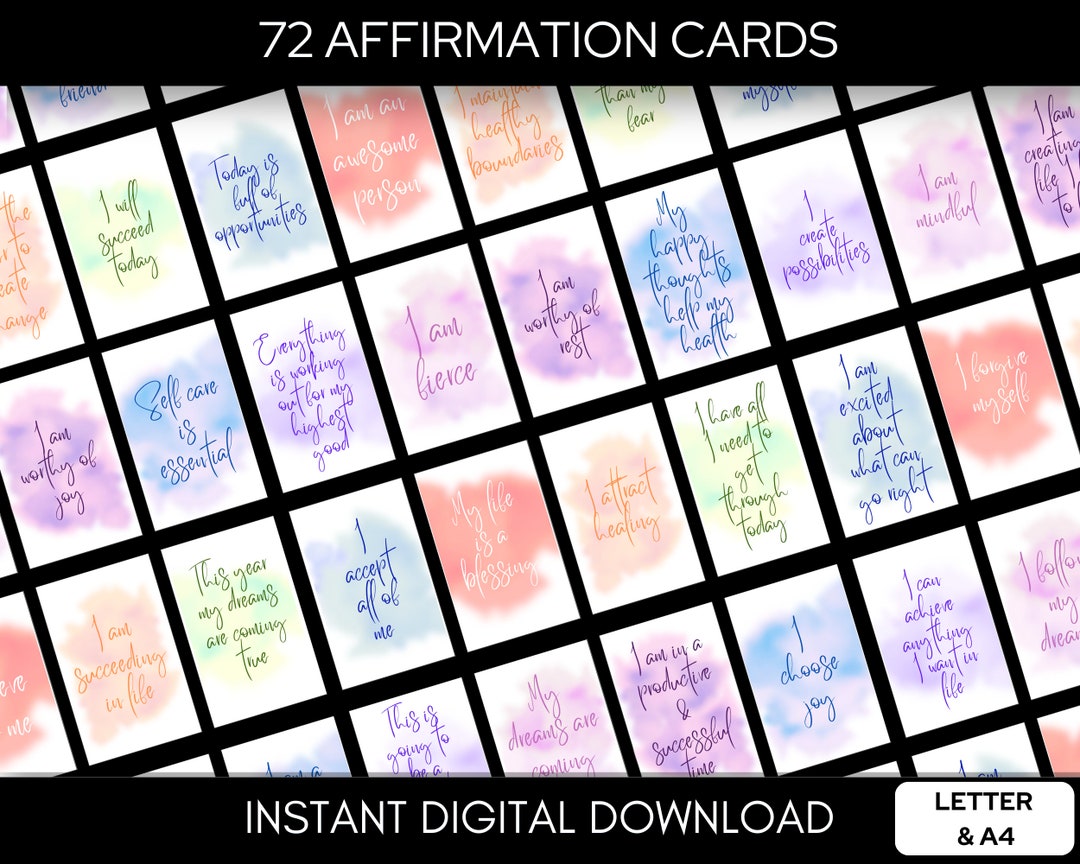Affirmation Cards, Affirmation Cards Printable DIY Care Package for Her ...