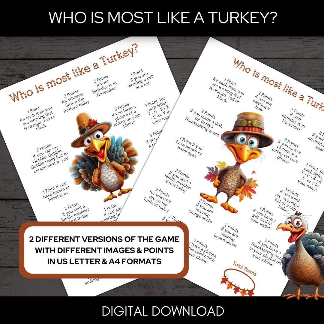 Printable Thanksgiving Game, Family Thanksgiving Game, Dinner Table ...