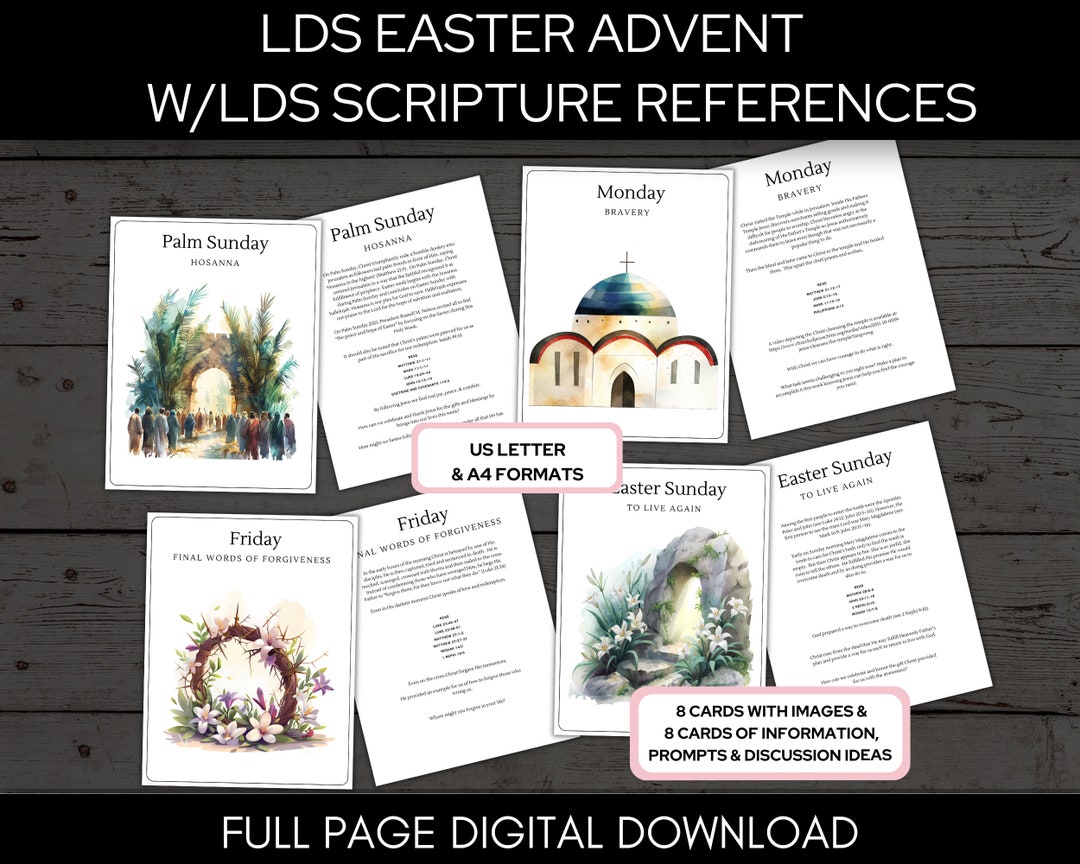 LDS Easter Advent Cards, Holy Week Printable, Latter Day Saints Easter ...