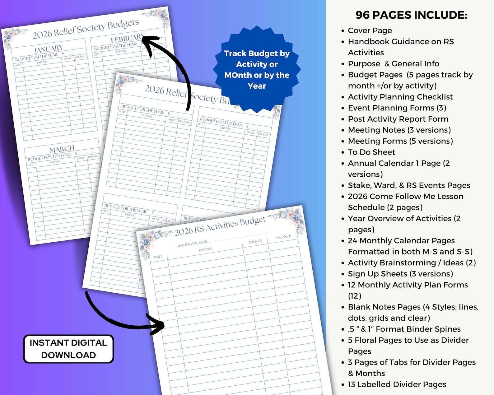 2026 LDS Relief Society Activity Coordinator Planner With Calendars ...