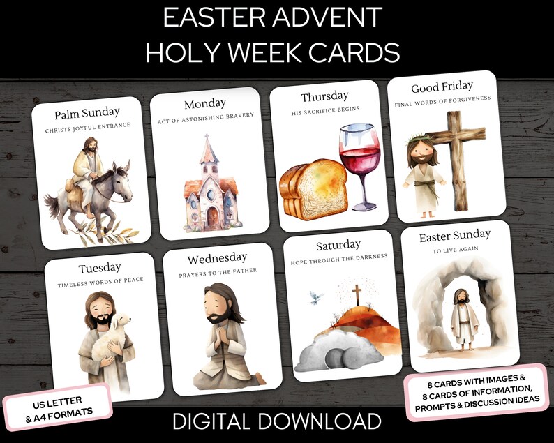 LDS Easter Advent Cards, Holy Week Printable, LDS Easter Advent, Holy ...