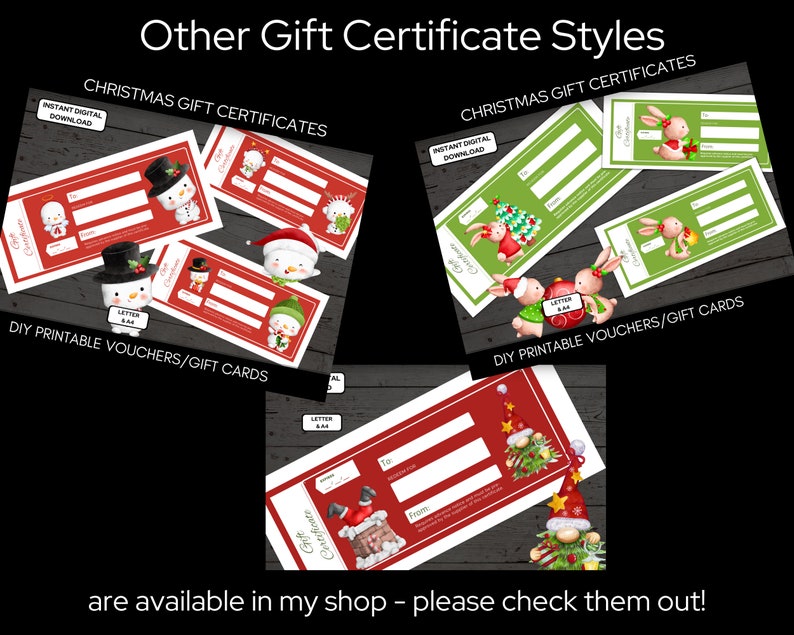 Printable Christmas Gift Certificate / Redeemable Voucher - Etsy