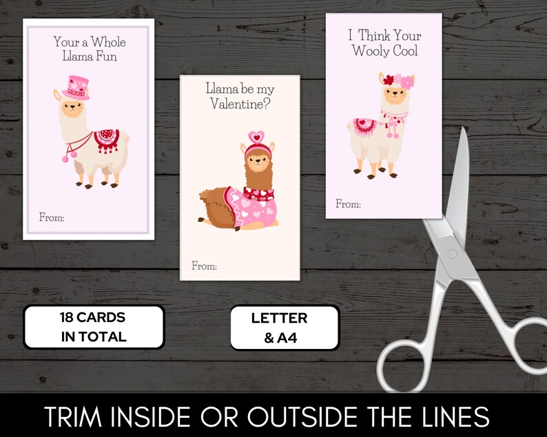 16 Printable Llama Alpaca Classroom Valentines - Letter & A4 - Etsy