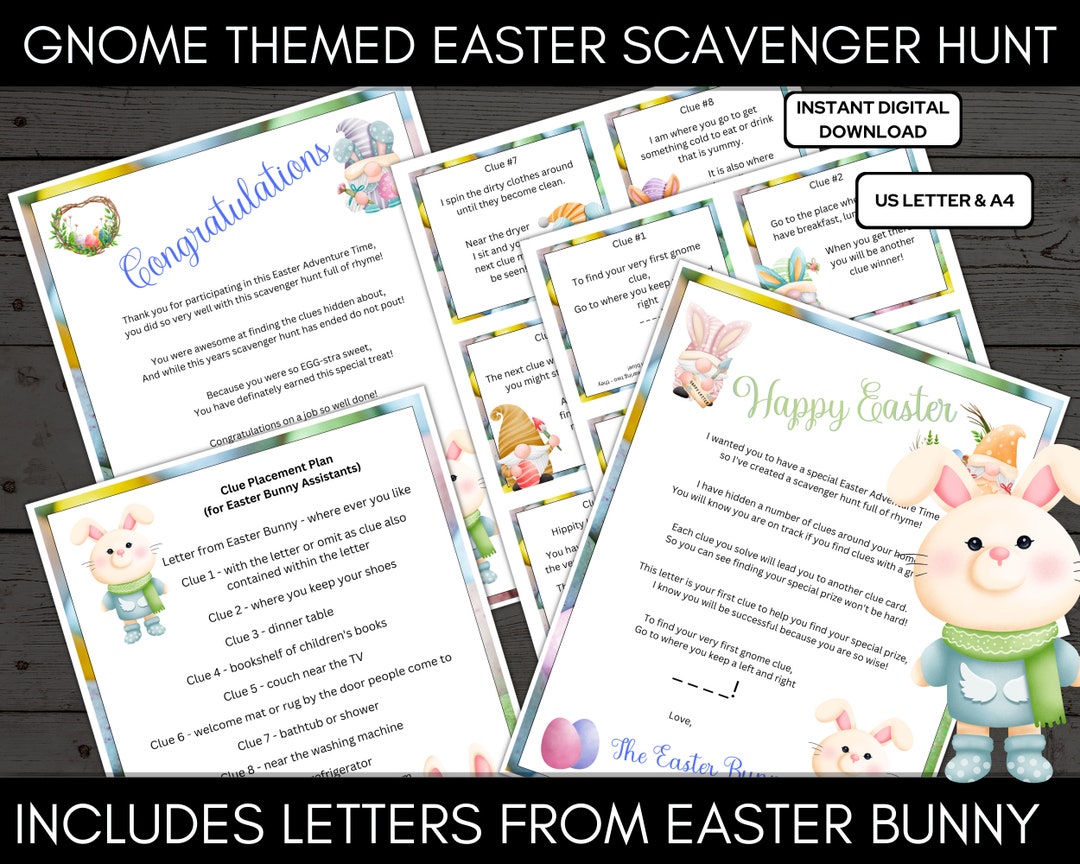 Easter Scavenger Hunt, Easter Gnomes, Treasure Hunt, Easter Egg Hunt ...