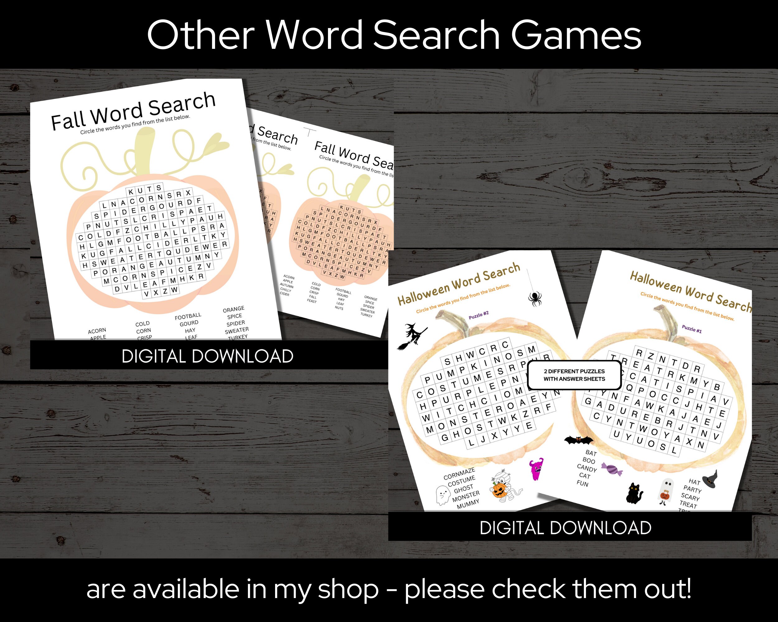 Halloween Word Search Printable Halloween Games Hard - Etsy